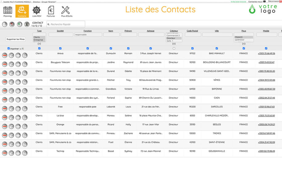 Fonctionnalités | Contacts